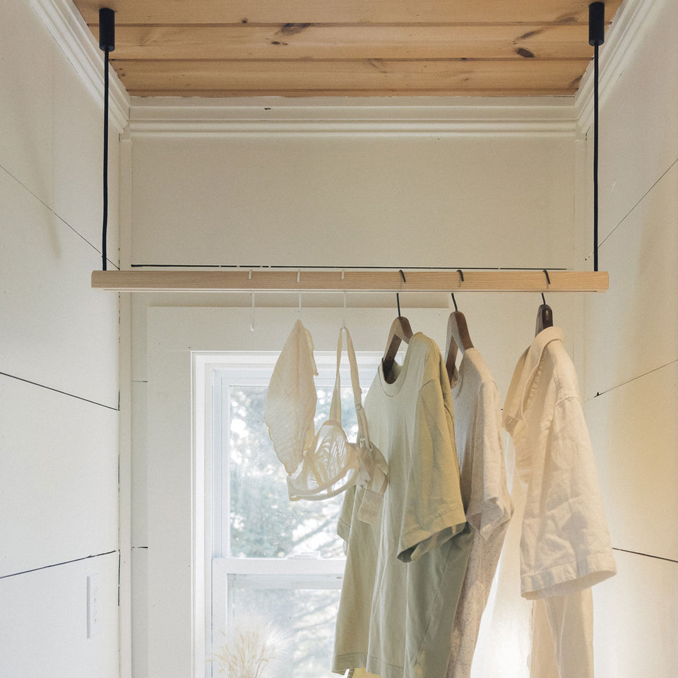 Ceiling Mounted Wood Retail Clothing Rack – KROFT